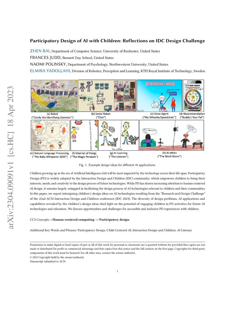 Participatory Design of AI with Children: Reflections on IDC Design Challenge | DeepAI