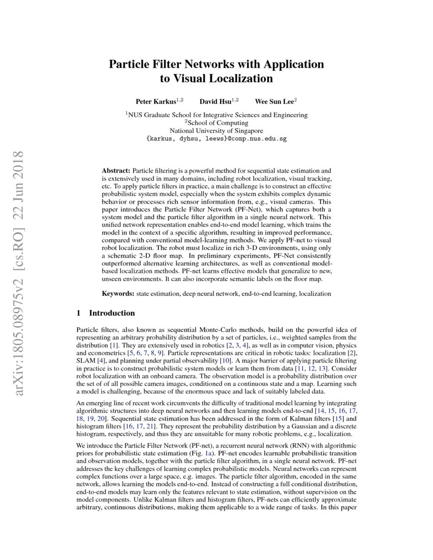Particle Filter Networks With Application To Visual Localization Deepai