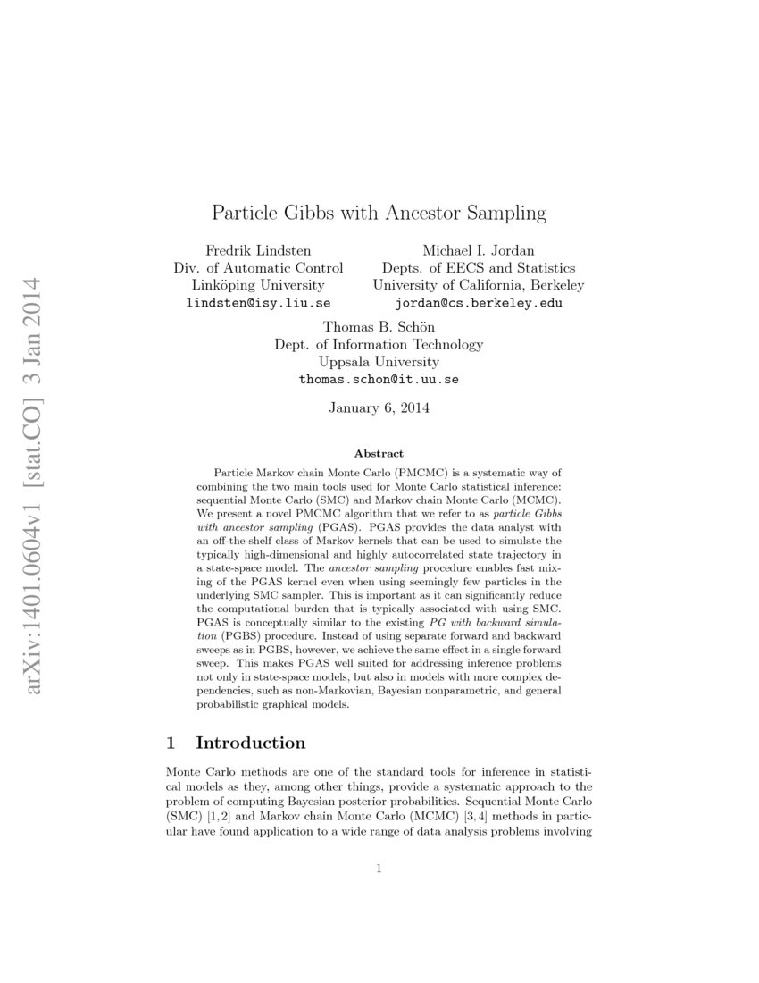 Particle Gibbs with Ancestor Sampling | DeepAI