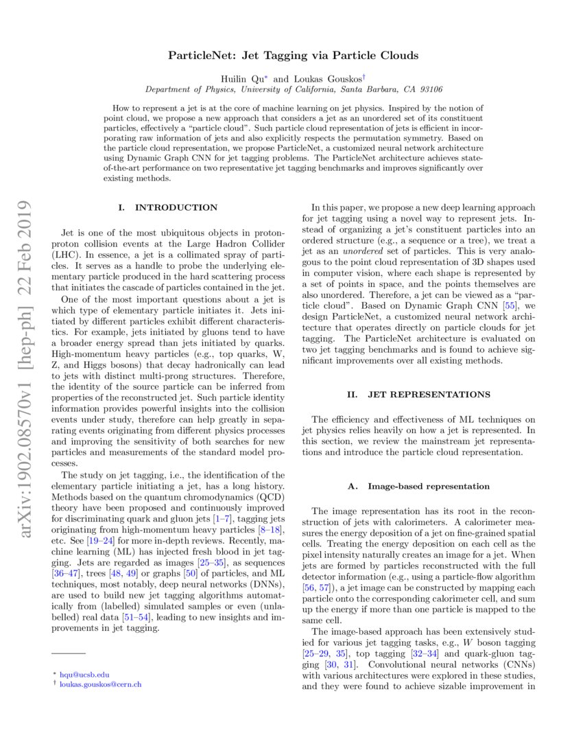 ParticleNet: Jet Tagging via Particle Clouds | DeepAI