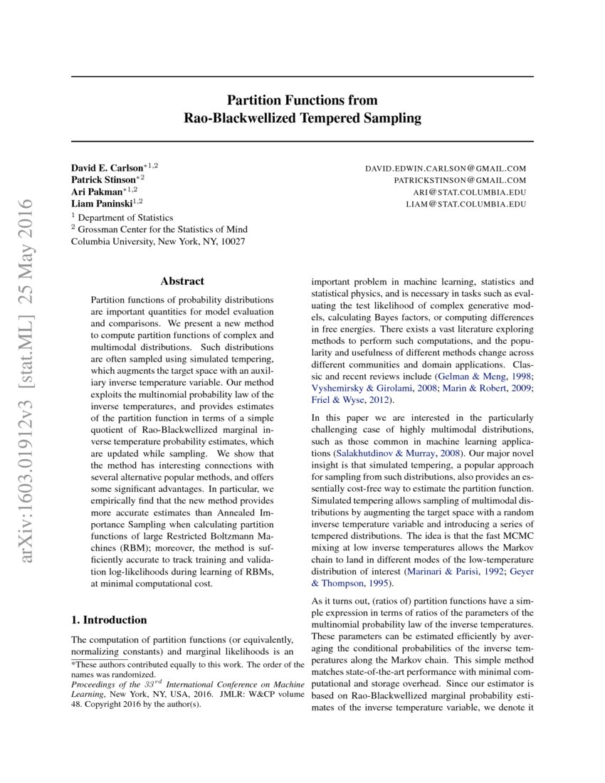 Partition Functions from Rao-Blackwellized Tempered Sampling | DeepAI