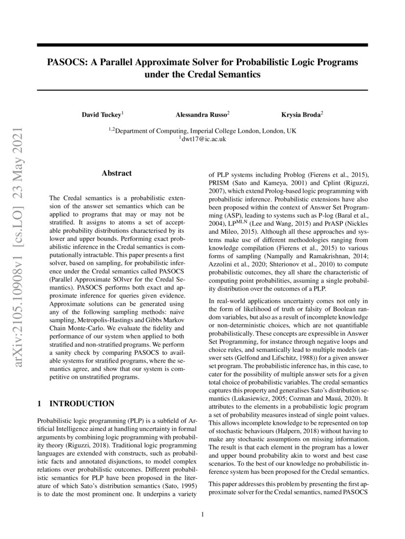 PASOCS: A Parallel Approximate Solver for Probabilistic Logic Programs ...