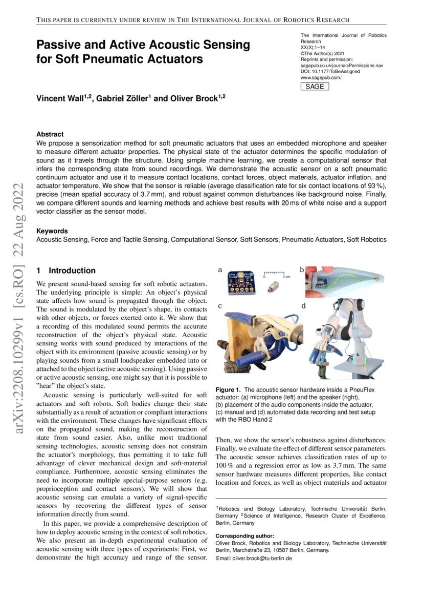 Passive and Active Acoustic Sensing for Soft Pneumatic Actuators | DeepAI