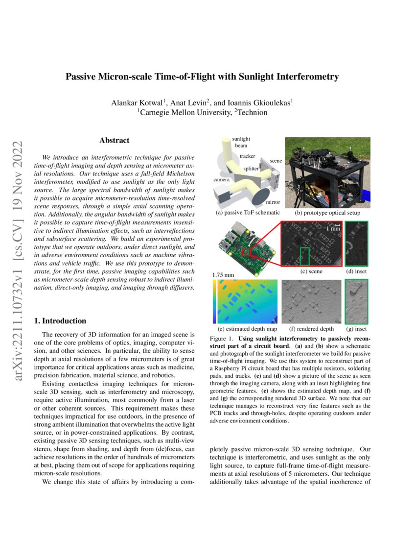 Passive Micron-scale Time-of-Flight with Sunlight Interferometry | DeepAI
