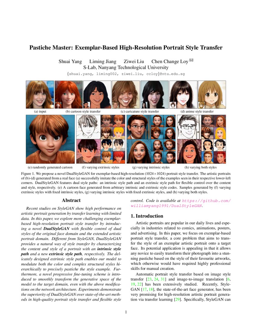 Pastiche Master: Exemplar-Based High-Resolution Portrait Style Transfer ...