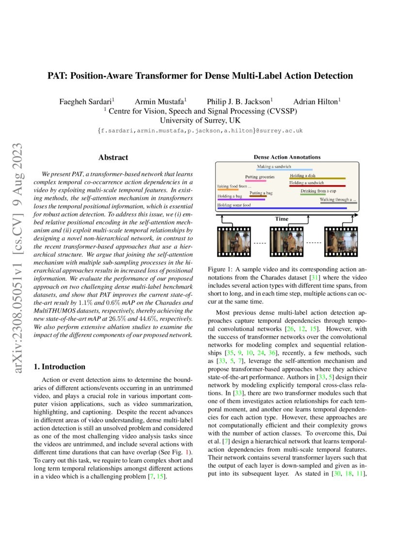 Pat Position Aware Transformer For Dense Multi Label Action Detection