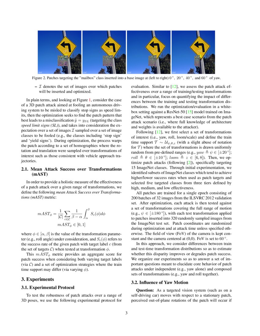 Patch Attack Invariance: How Sensitive are Patch Attacks to 3D Pose ...
