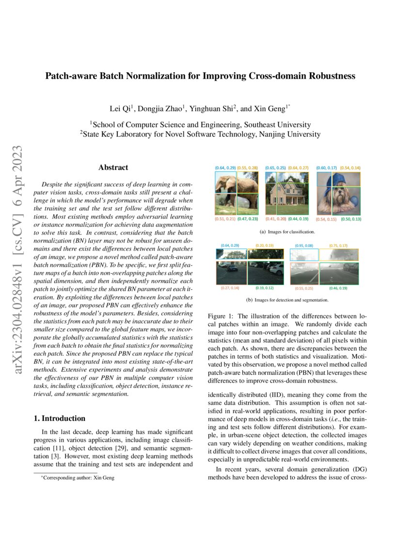 Patch Aware Batch Normalization For Improving Cross Domain Robustness