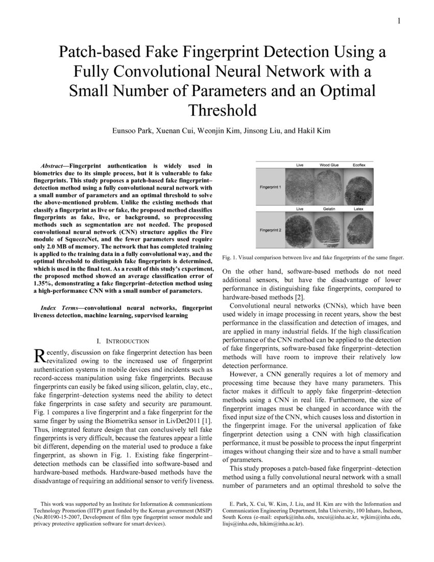 Patch Based Fake Fingerprint Detection Using A Fully Convolutional Neural Network With A Small