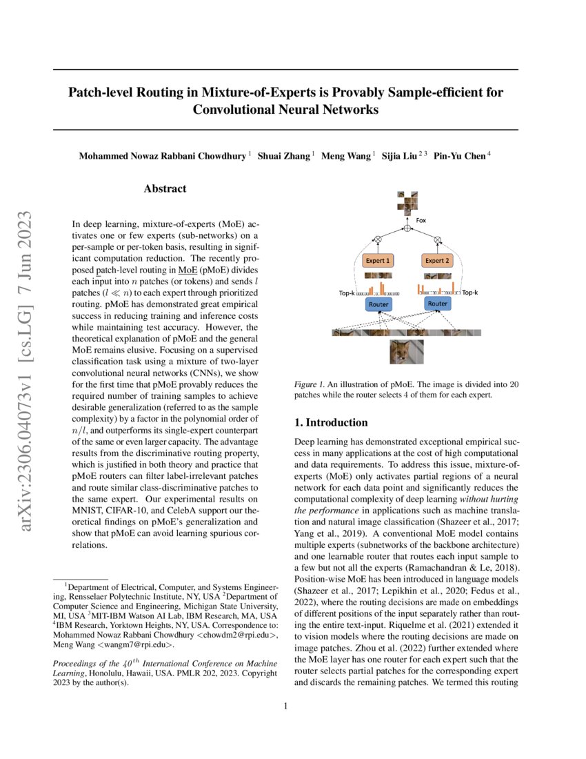 Patch Level Routing In Mixture Of Experts Is Provably Sample Efficient 0174