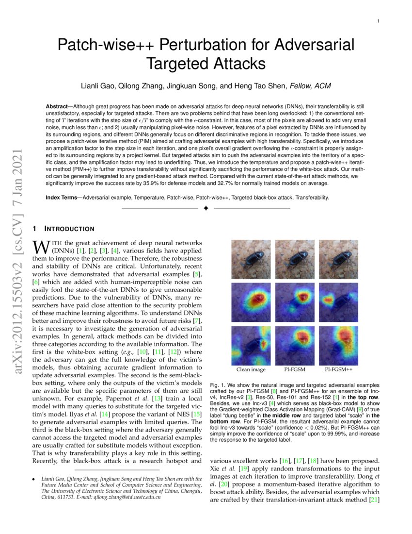 Patch-wise++ Perturbation for Adversarial Targeted Attacks | DeepAI