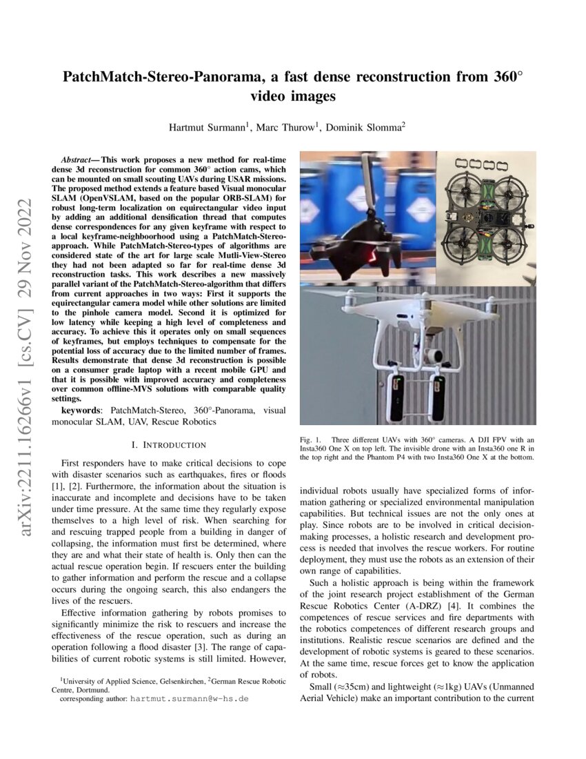 PatchMatch-Stereo-Panorama, a fast dense reconstruction from 360° video images | DeepAI