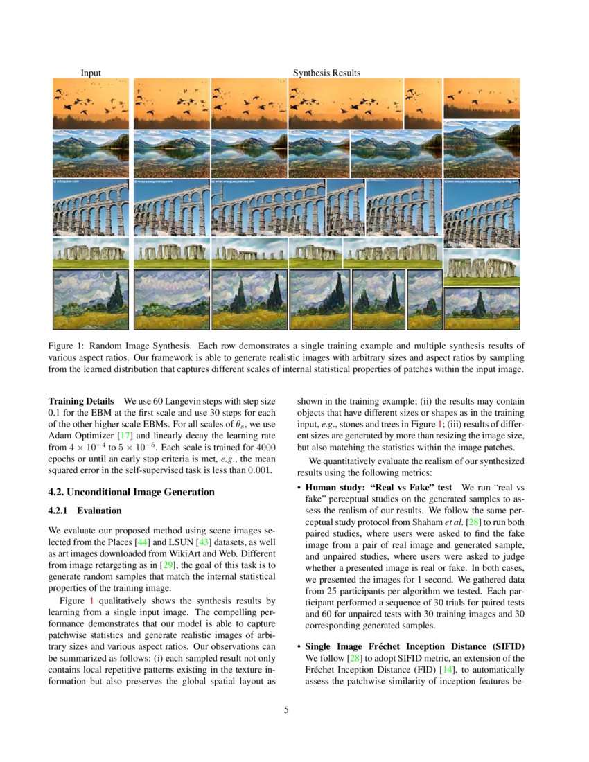 Patchwise Generative ConvNet: Training Energy-Based Models from a Single Natural Image for ...