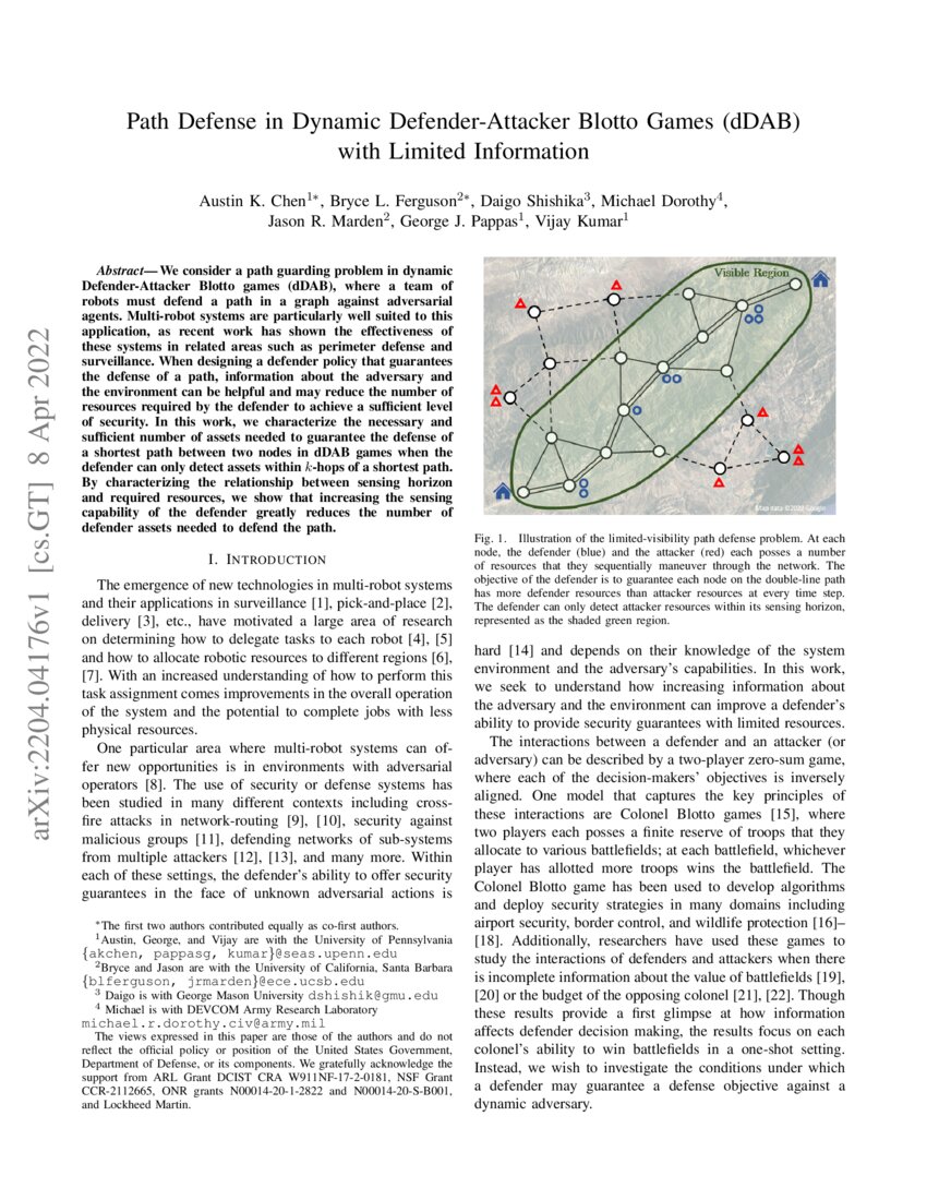 Path Defense in Dynamic Defender-Attacker Blotto Games (dDAB) with ...