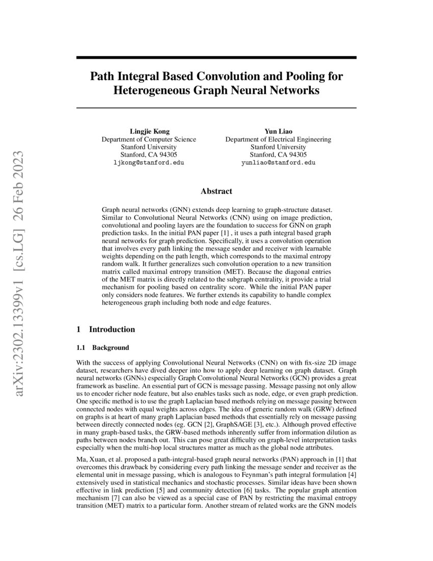 Path Integral Based Convolution and Pooling for Heterogeneous Graph ... Path Integral Based Convolution and Pooling for Heterogeneous Graph ...