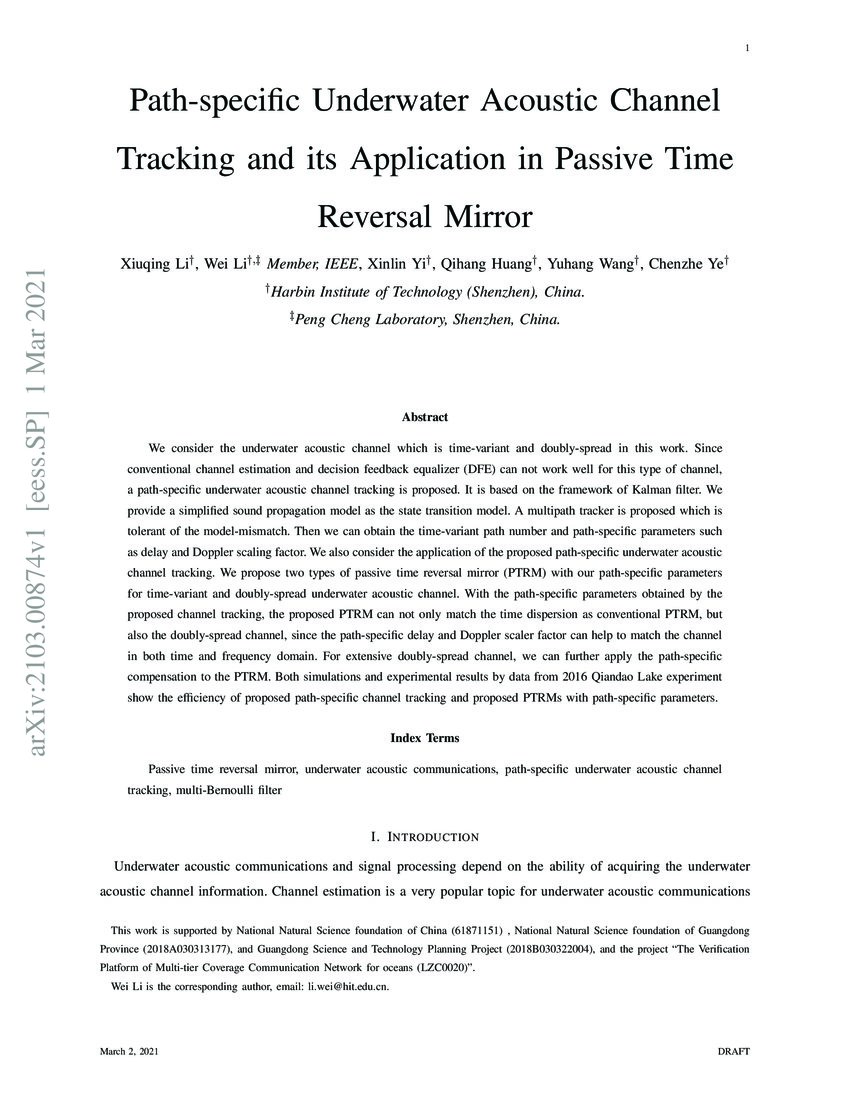 Path-specific Underwater Acoustic Channel Tracking and its Application ...