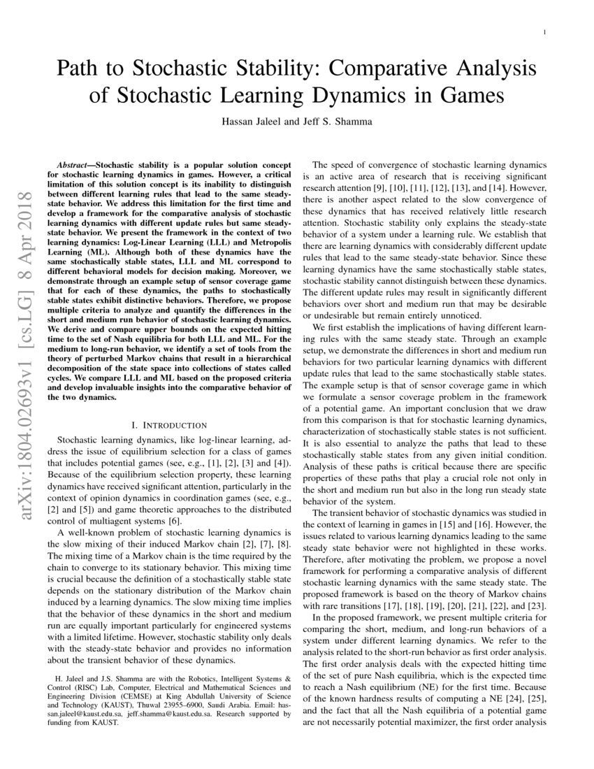 Path to Stochastic Stability: Comparative Analysis of Stochastic Learning Dynamics in Games | DeepAI