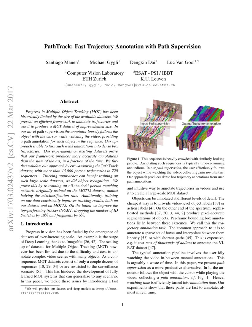 PathTrack: Fast Trajectory Annotation with Path Supervision | DeepAI