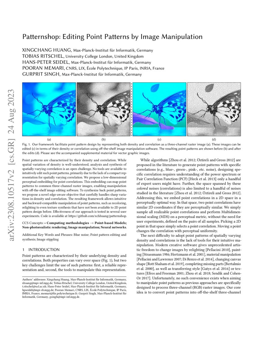Patternshop: Editing Point Patterns by Image Manipulation | DeepAI