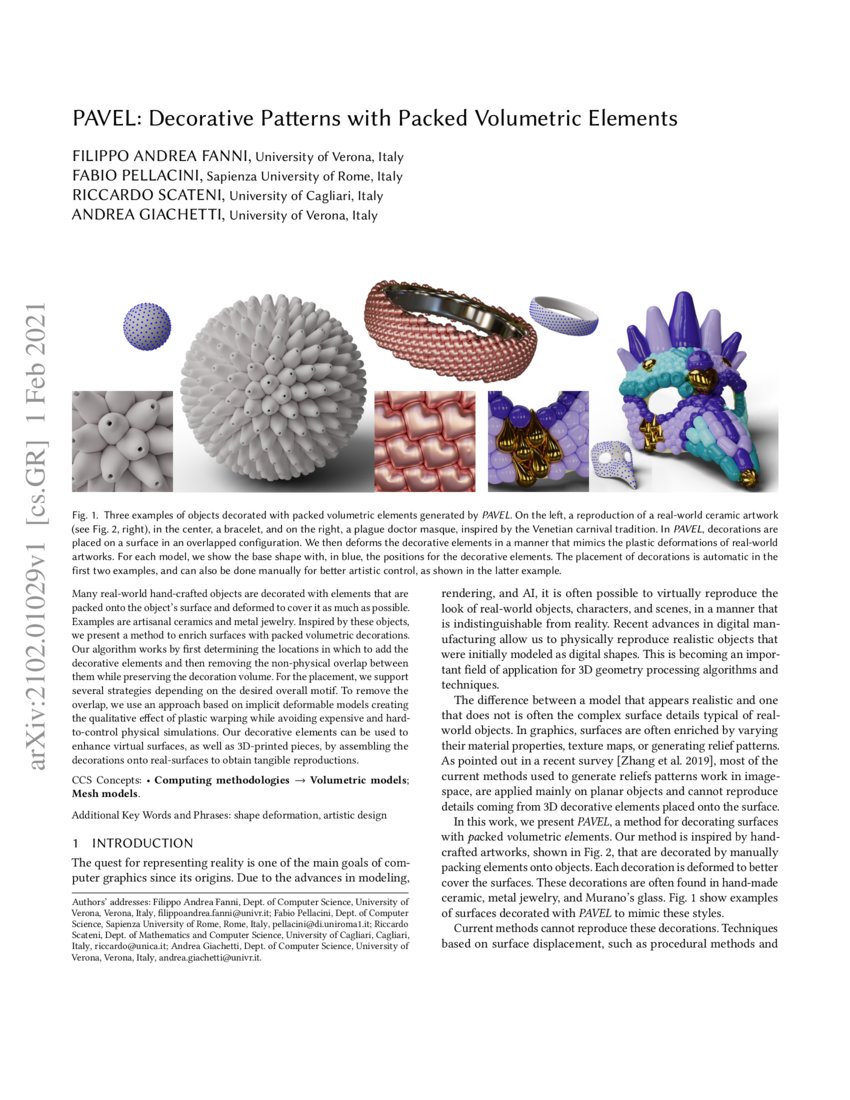 PAVEL: Decorative Patterns with Packed Volumetric Elements | DeepAI