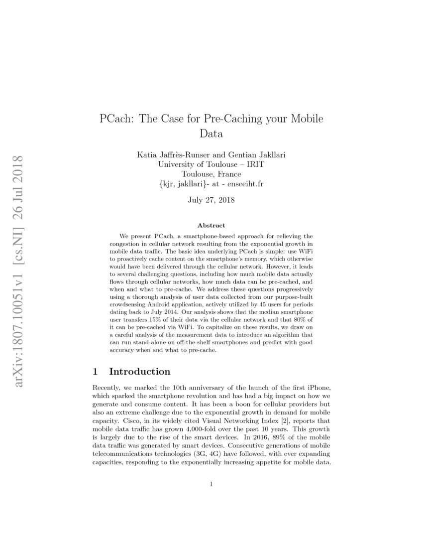Pcach The Case For Pre Caching Your Mobile Data Deepai 