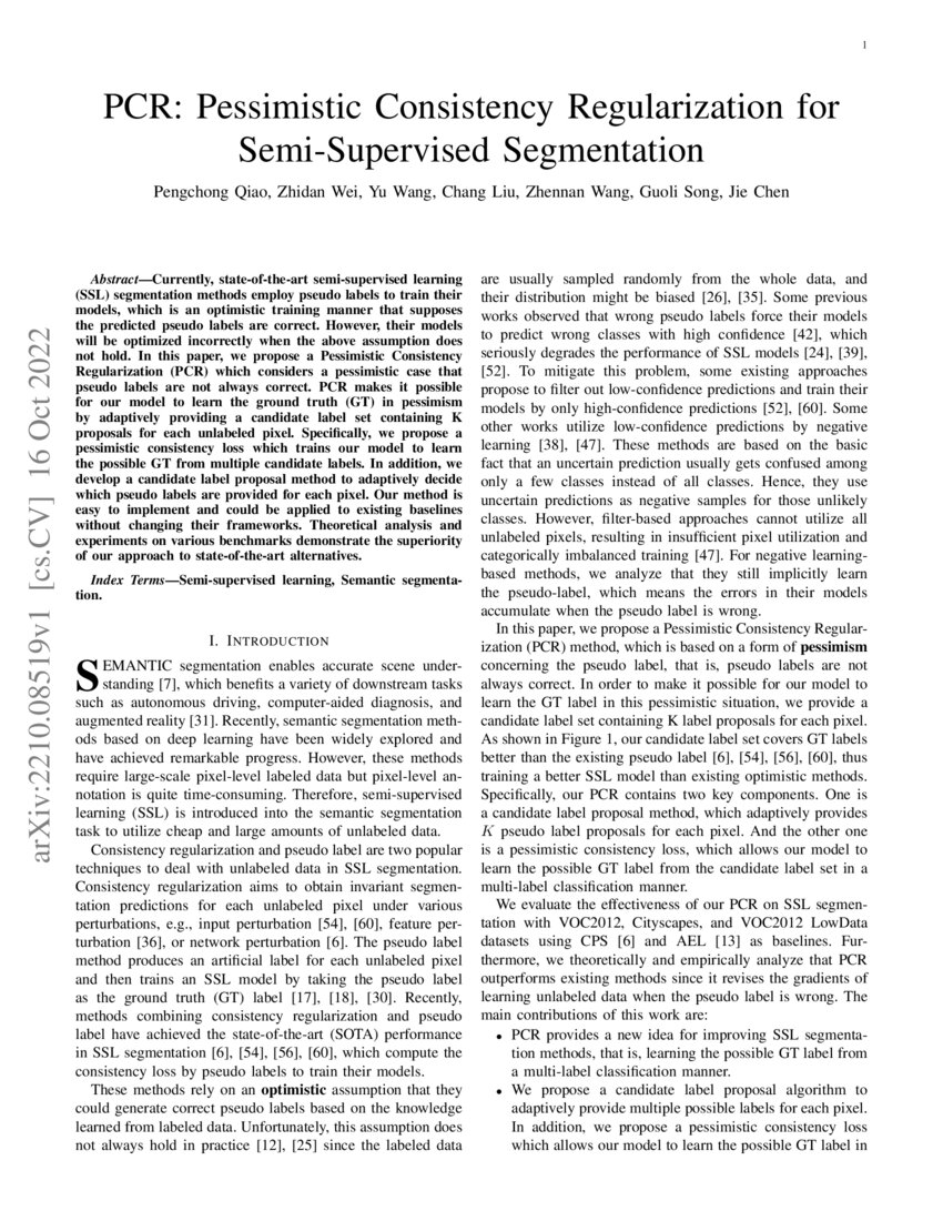 Pcr Pessimistic Consistency Regularization For Semi Supervised