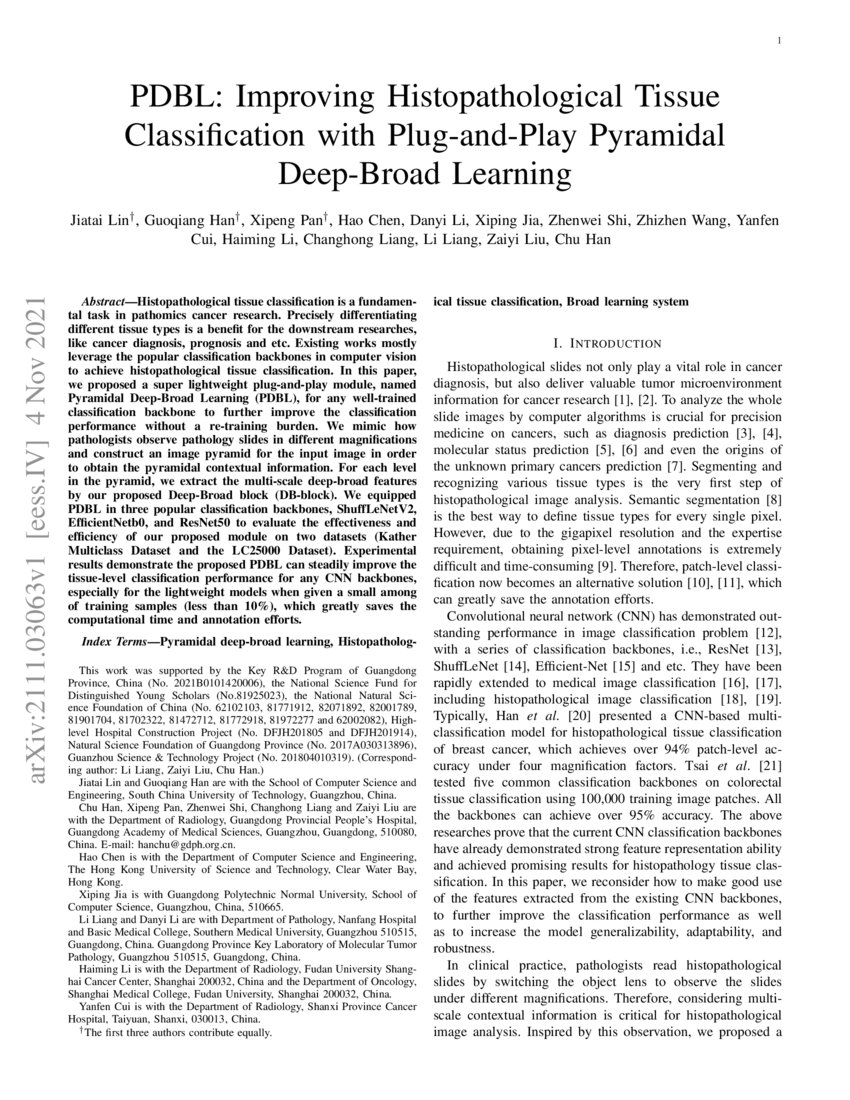 PDBL: Improving Histopathological Tissue Classification with Plug-and ...
