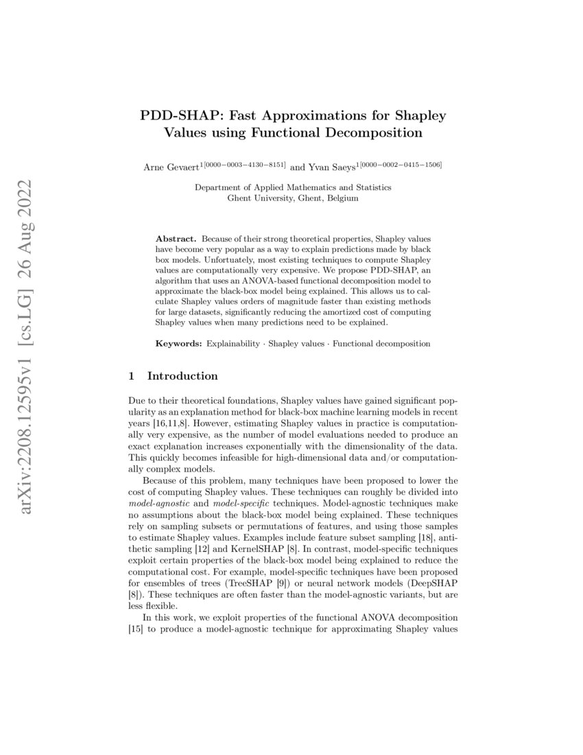 PDD-SHAP: Fast Approximations for Shapley Values using Functional Decomposition | DeepAI