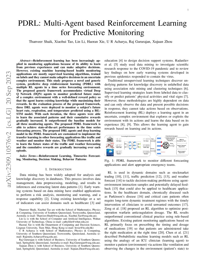 PDRL: Multi-Agent based Reinforcement Learning for Predictive Monitoring | DeepAI