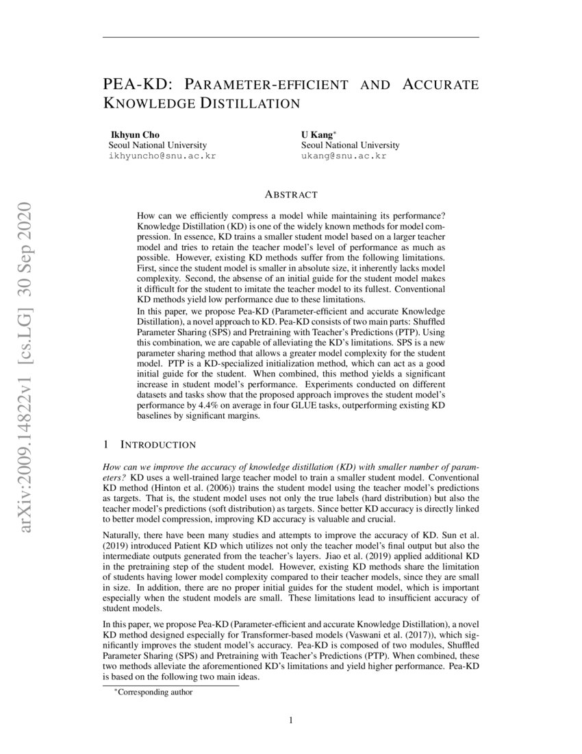 Pea-KD: Parameter-efficient and Accurate Knowledge Distillation | DeepAI