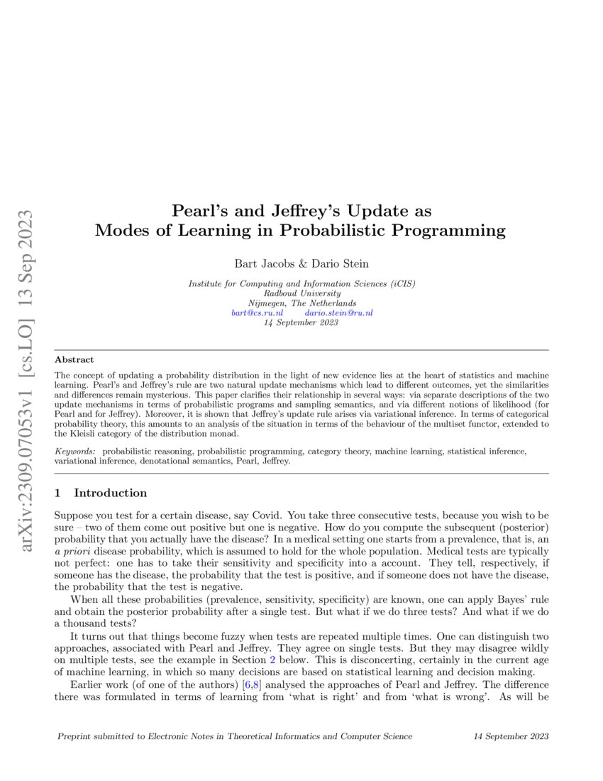 Pearl's and Jeffrey's Update as Modes of Learning in Probabilistic Programming | DeepAI