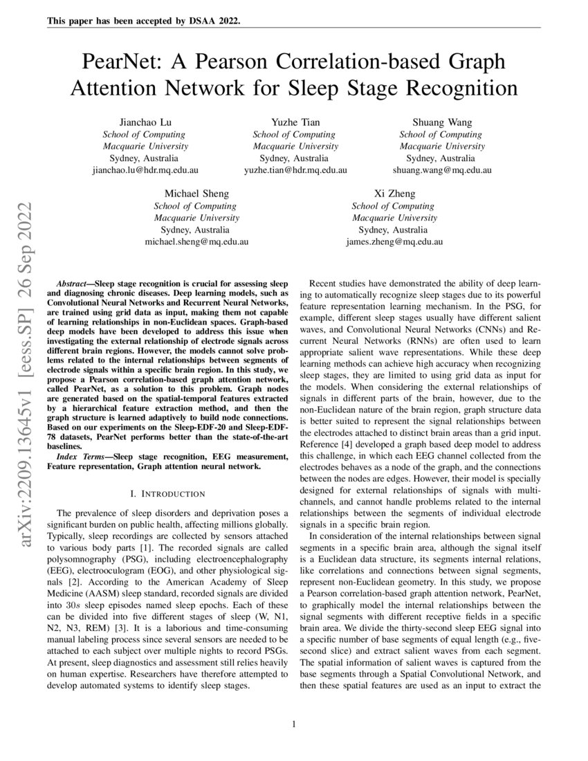 PearNet: A Pearson Correlation-based Graph Attention Network for Sleep ...