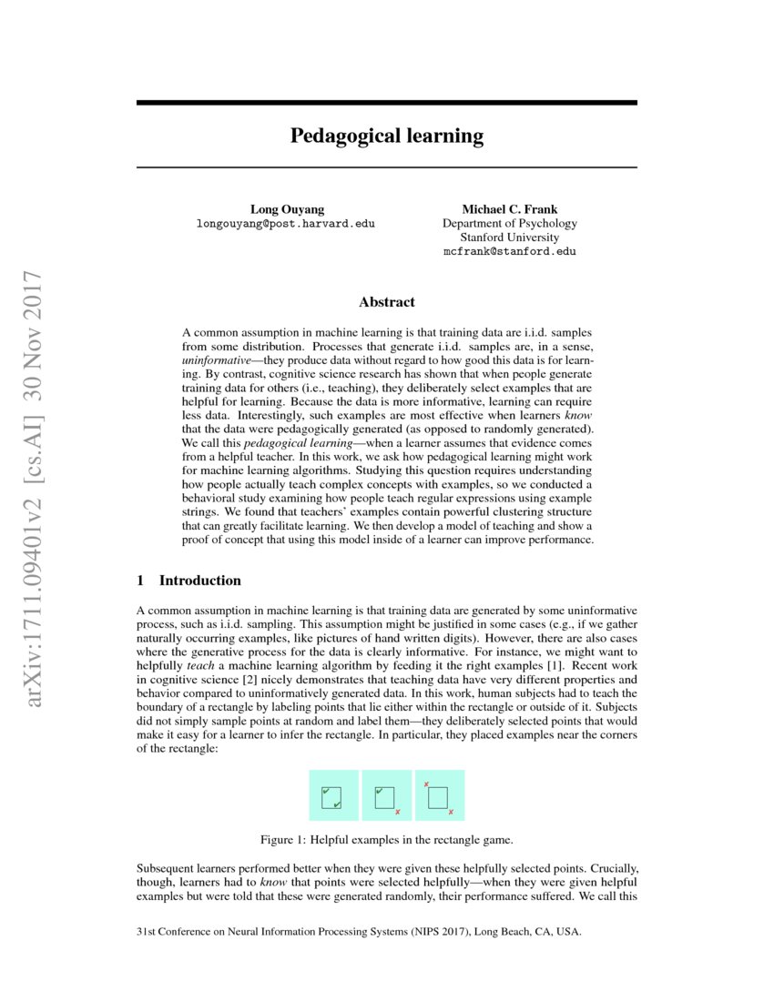 Pedagogical learning | DeepAI