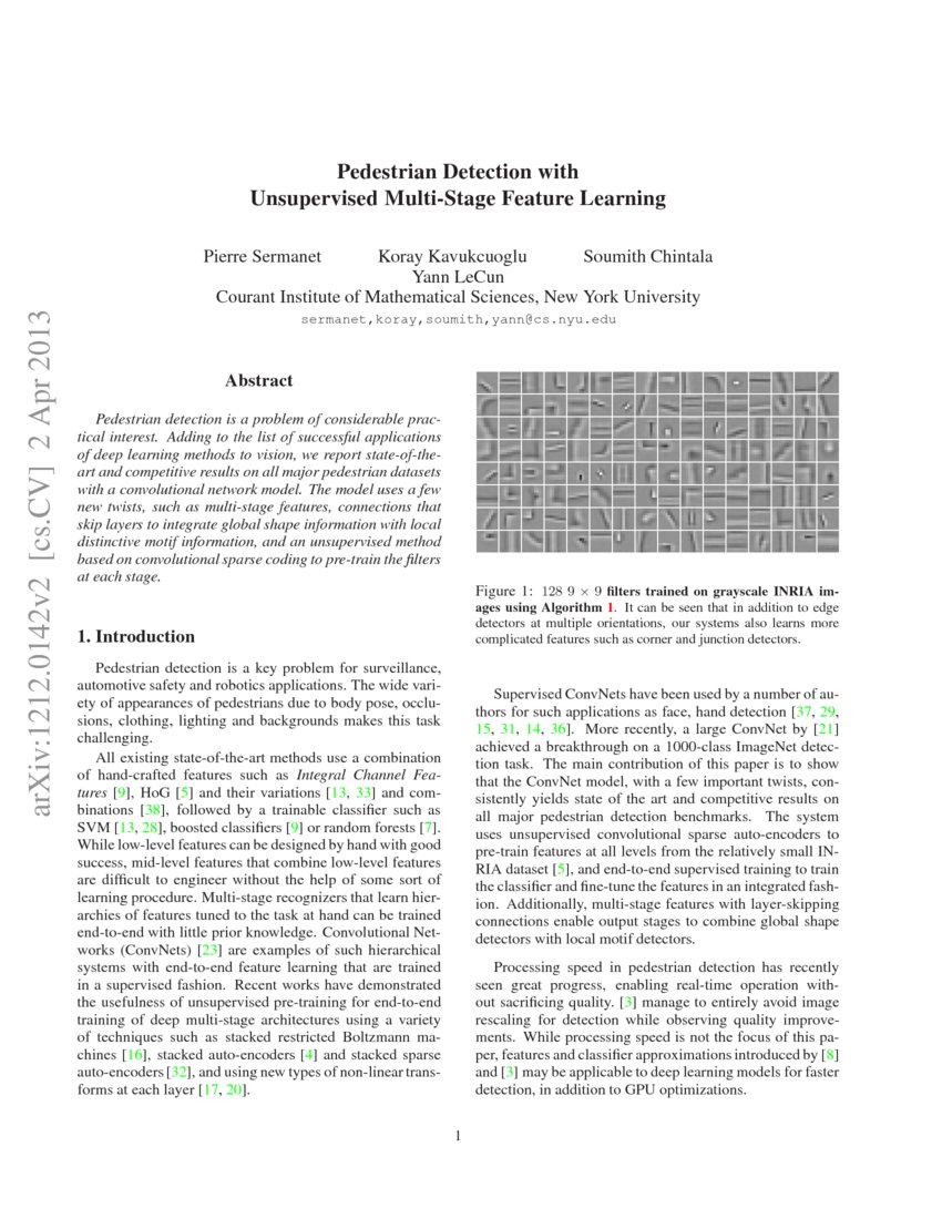 Pedestrian Detection with Unsupervised Multi-Stage Feature Learning | DeepAI