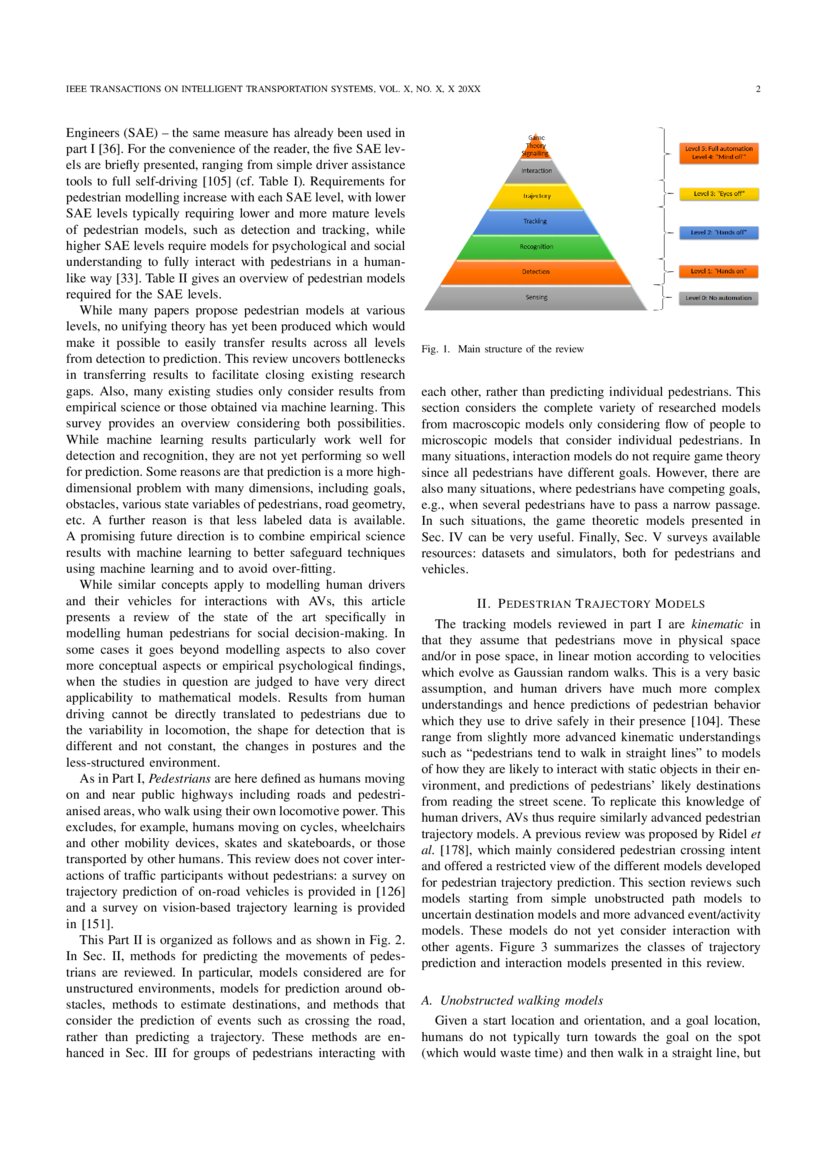 Pedestrian Models for Autonomous Driving Part II: high level models of ...