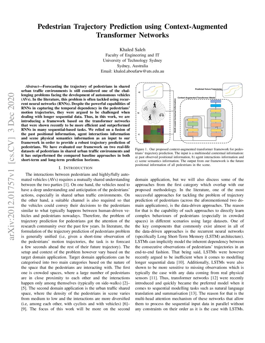 Pedestrian Trajectory Prediction Using Context Augmented Transformer