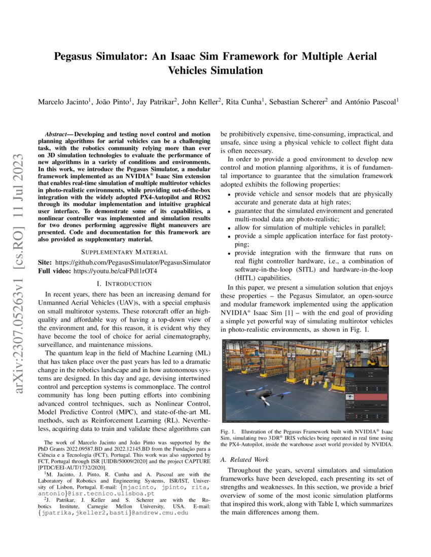 Pegasus Simulator: An Isaac Sim Framework for Multiple Aerial Vehicles ...