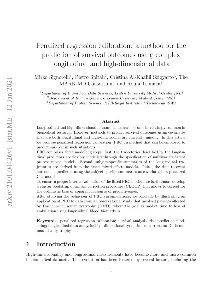 Penalized Regression Calibration A Method For The Prediction Of