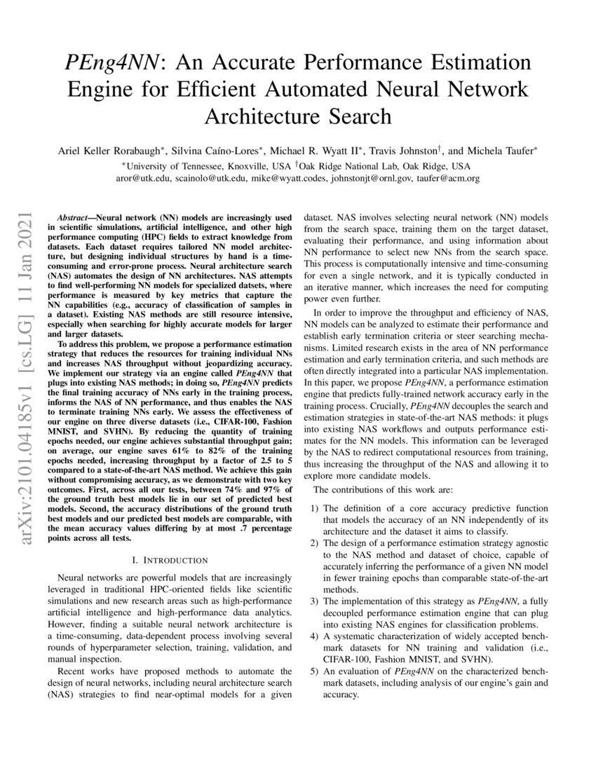 Peng4nn An Accurate Performance Estimation Engine For Efficient Automated Neural Network