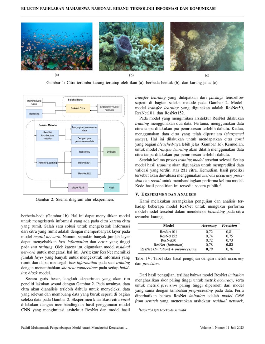 Pengembangan Model untuk Mendeteksi Kerusakan pada Terumbu Karang ...