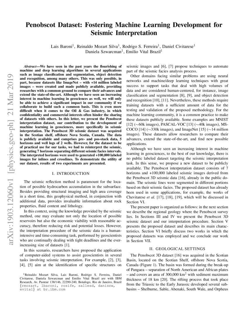 Penobscot Dataset: Fostering Machine Learning Development for Seismic ...