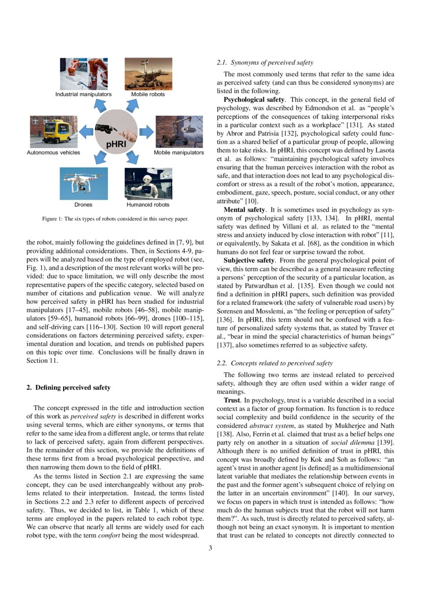 Perceived Safety in Physical Human Robot Interaction – A Survey | DeepAI