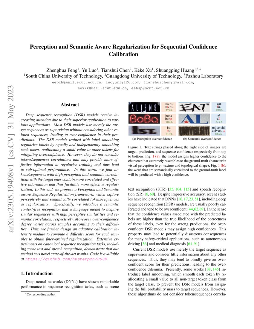 Perception and Semantic Aware Regularization for Sequential Confidence Calibration | DeepAI