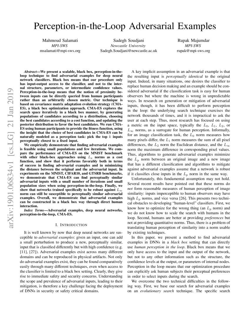 Perception-in-the-Loop Adversarial Examples | DeepAI