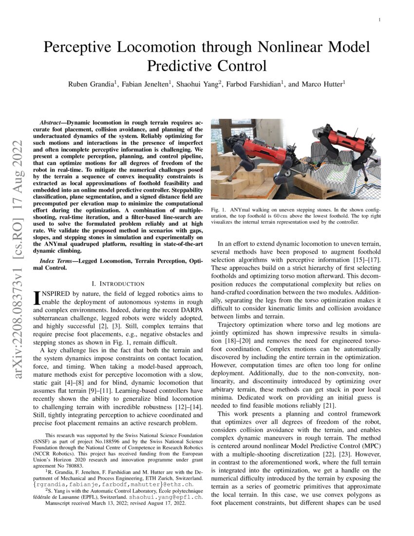 Perceptive Locomotion through Nonlinear Model Predictive Control | DeepAI