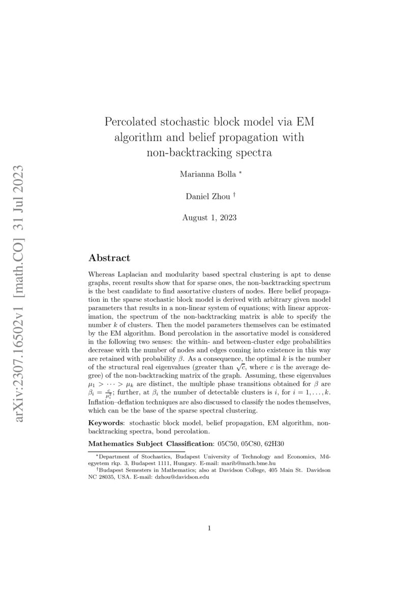 Percolated Stochastic Block Model Via Em Algorithm And Belief Propagation With Non Backtracking