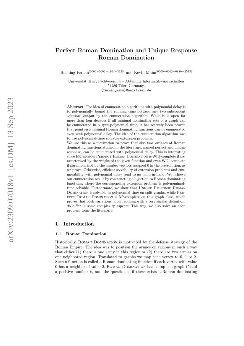 Perfect Roman Domination and Unique Response Roman Domination | DeepAI