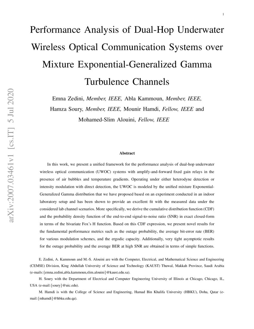 Performance Analysis Of Dual Hop Underwater Wireless Optical Communication Systems Over Mixture