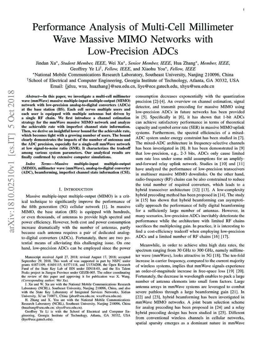 Performance Analysis Of Multi Cell Millimeter Wave Massive Mimo Networks With Low Precision Adcs