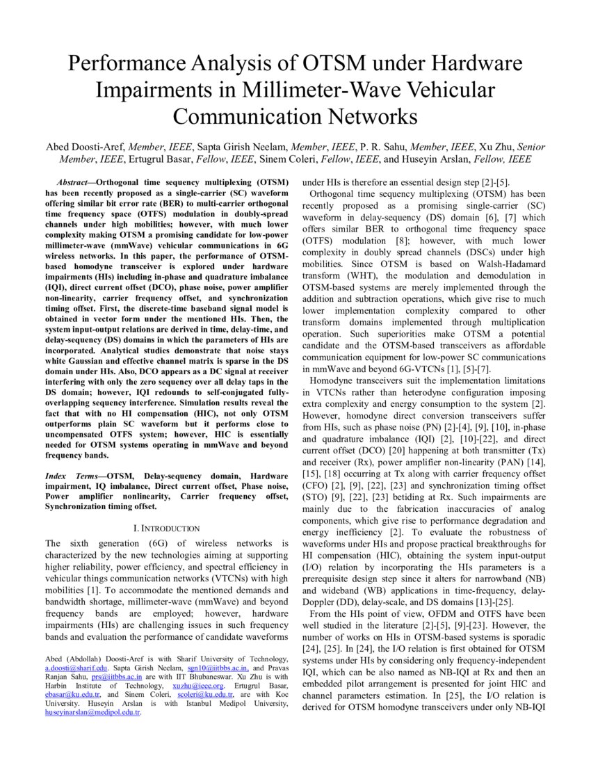 Performance Analysis of OTSM under Hardware Impairments in Millimeter ...